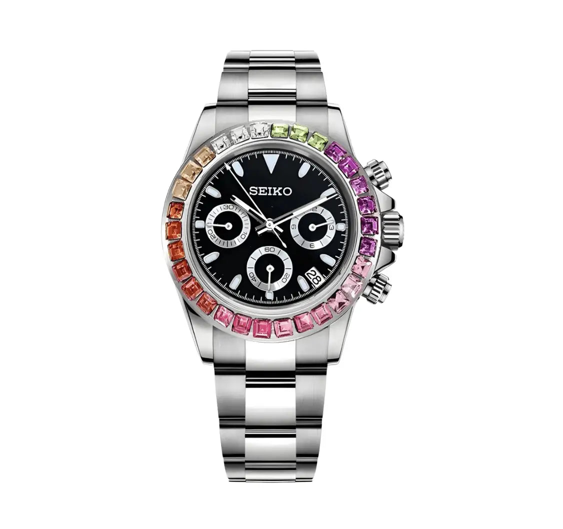 WDM SEIKO MOD SILVER RAINBOW DAYTONA - Wave Dial Mods