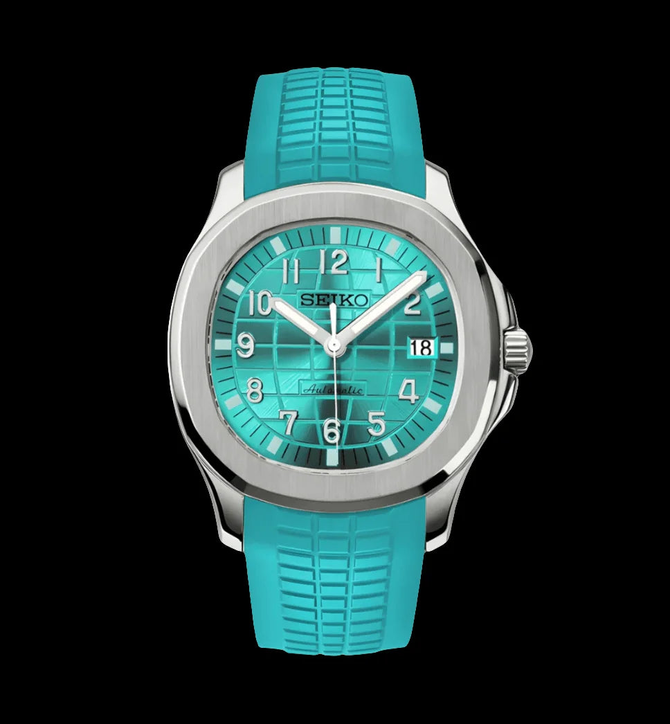 Seiko Mod Aquanaut Light Blue Watch - Wave Dial Mods